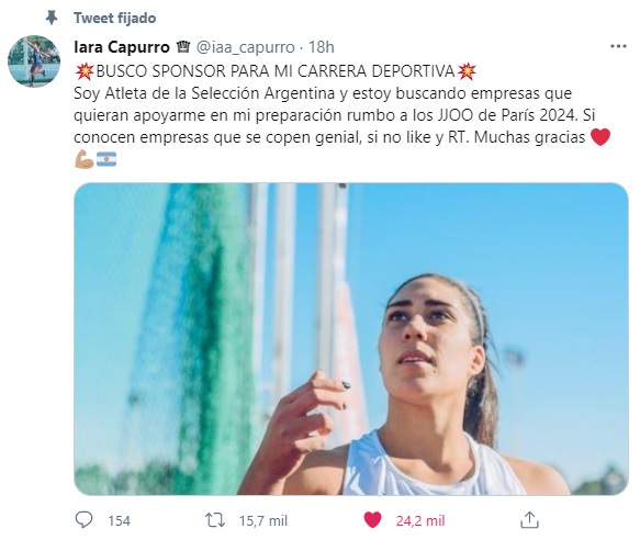 Una atleta de la Selección Argentina busca sponsors