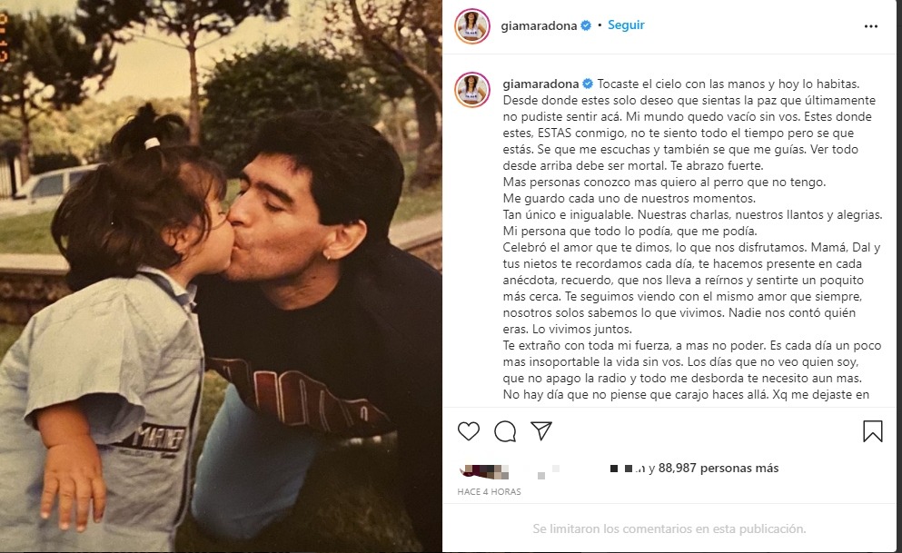 El emotivo posteo de Gianinna Maradona por el cumpleaños de Diego Maradona El emotivo posteo de Gianinna Maradona por el cumpleaños de Diego Maradona