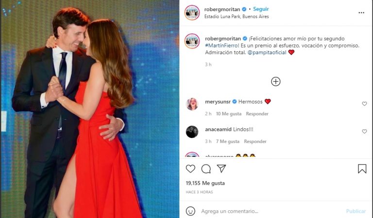 El tierno saludo de Robert a Pampita por ganar el Martín Fierro