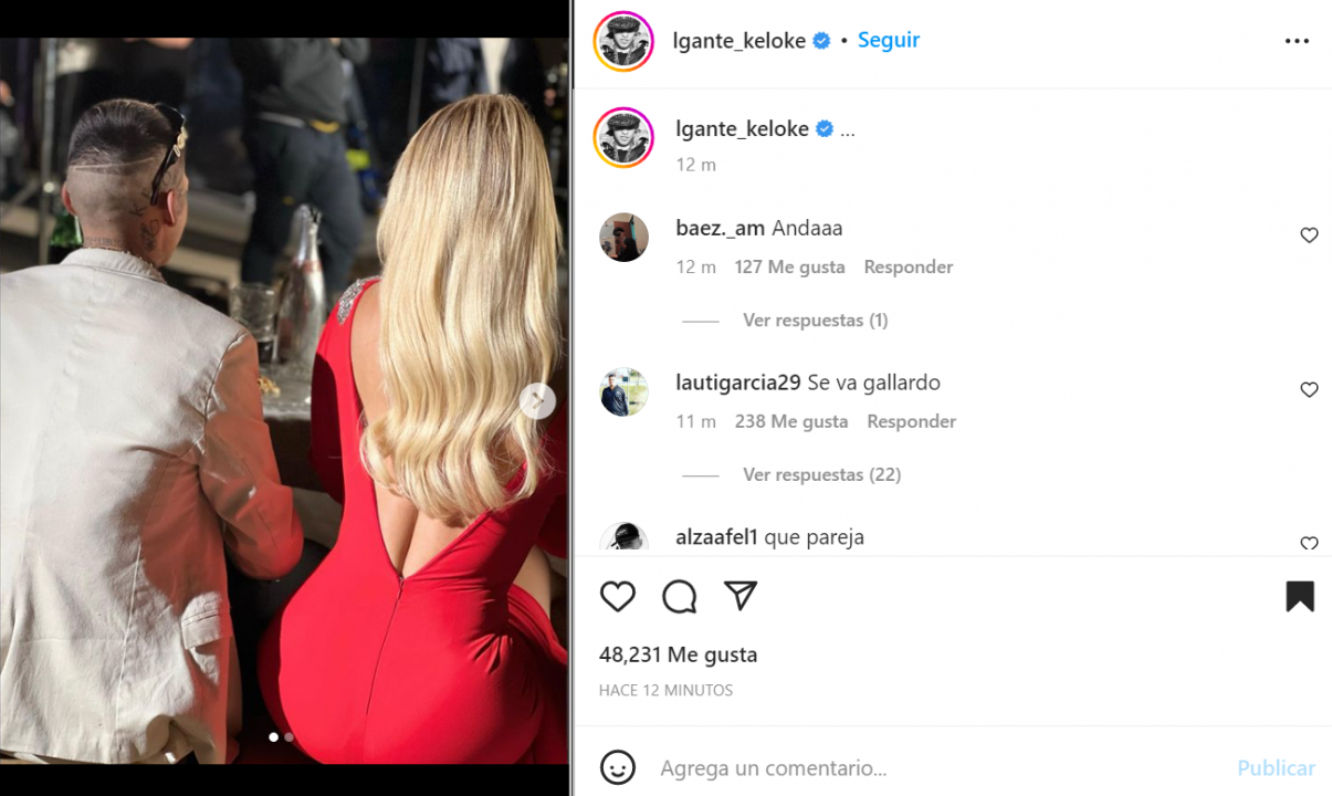 L-Gante compartió una tierna foto junto a Wanda Nara