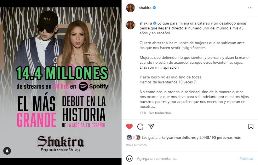 Shakira luego de la BZRP Music Session #53: “Era un desahogo”
