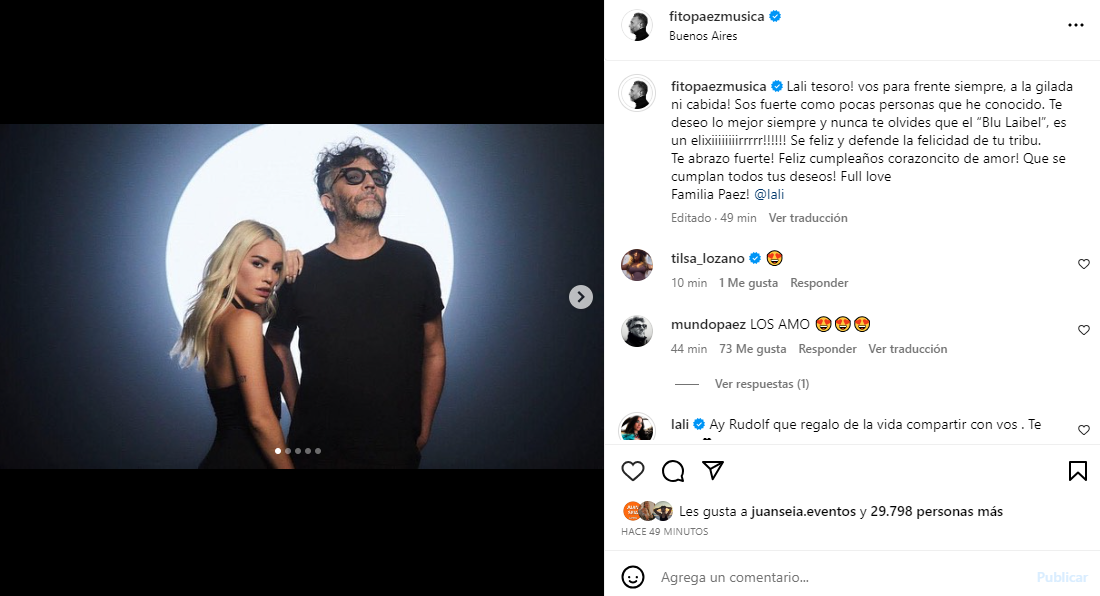 Lali Espósito cumple 32 años: el curioso mensaje que le dejó Fito Páez