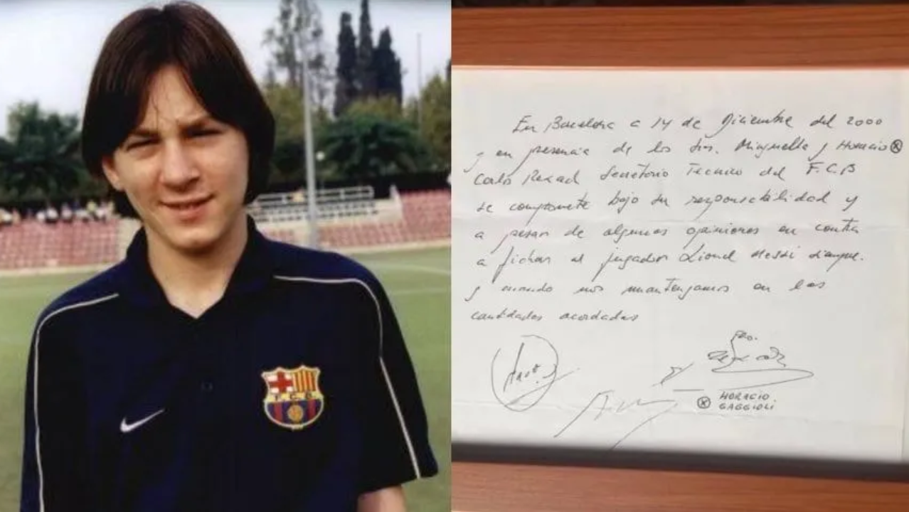 Se subasta la servilleta donde Lionel Messi firmó su primer contrato ...
