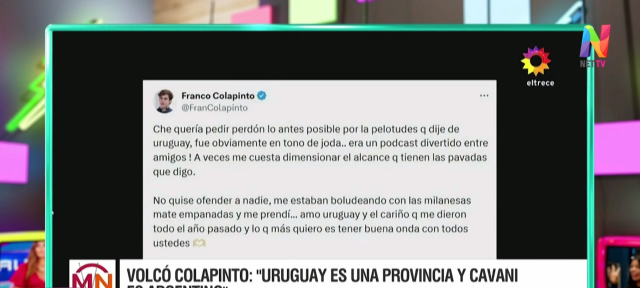 Franco Colapinto pidió disculpas tras sus dichos contra Uruguay: “Che ...